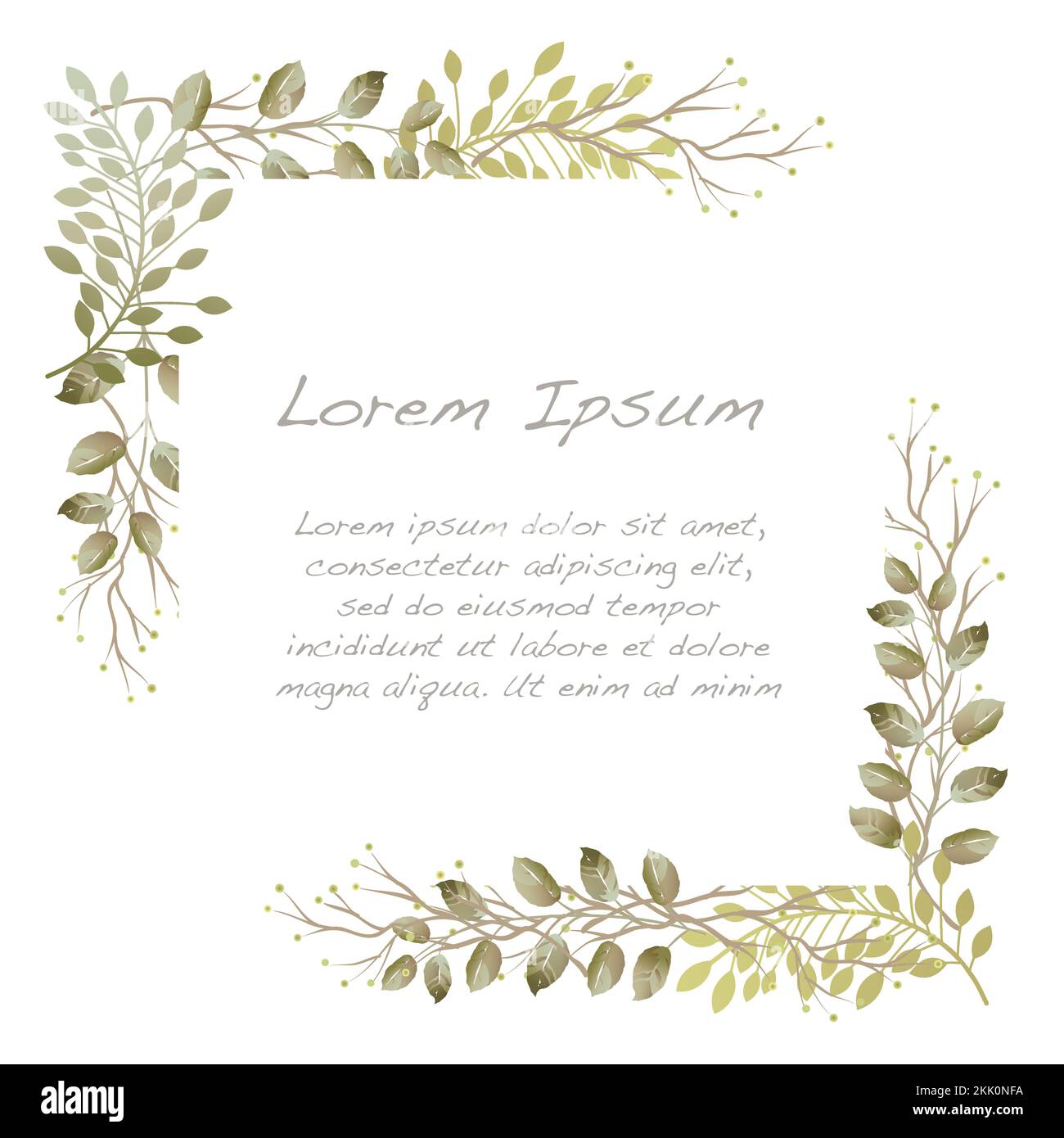 Vector watercolor square botanical frame isolated on a white background ...