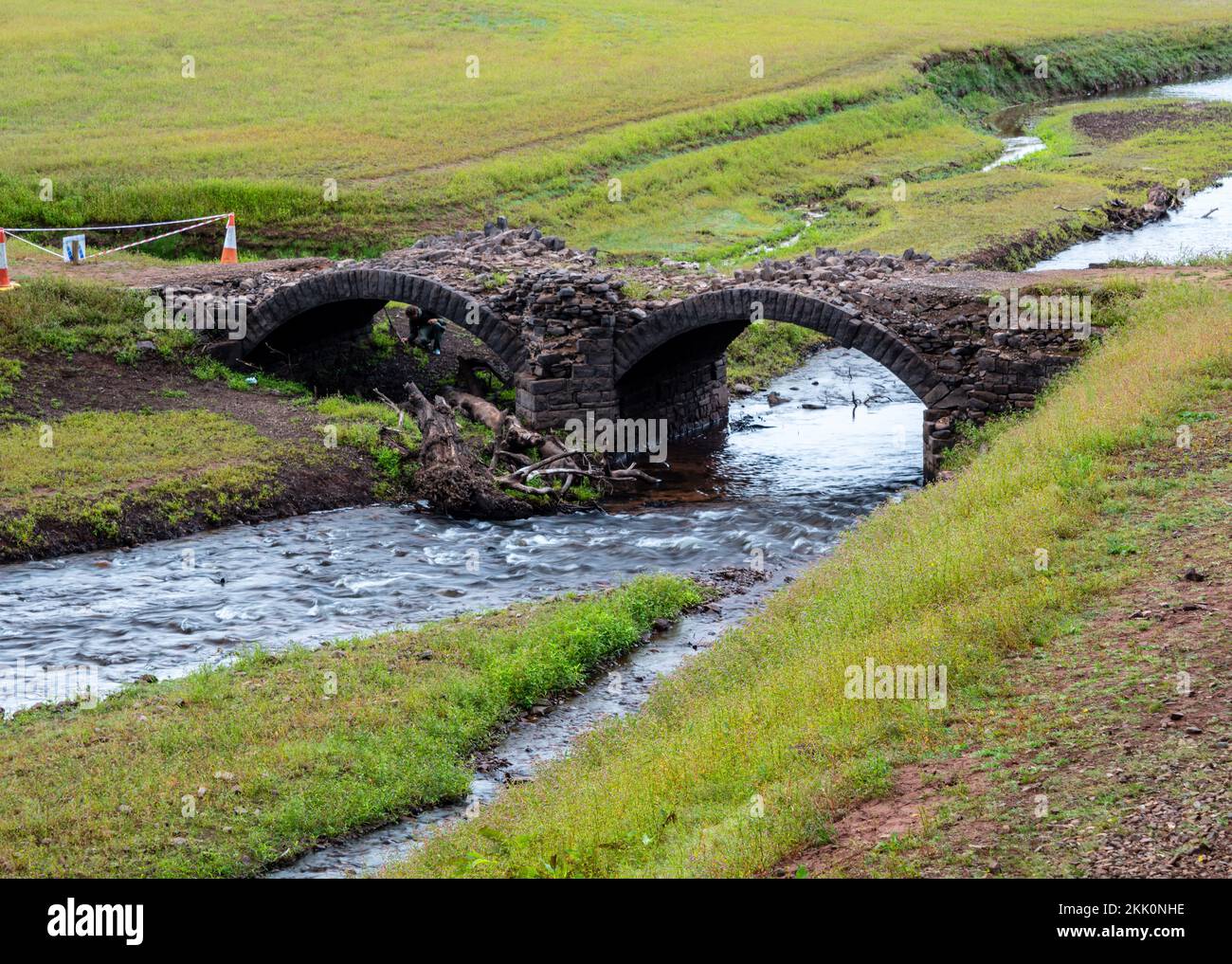 The arch bridges at Llwyn-on Reservoir near Merthyr Tydfil in South ...