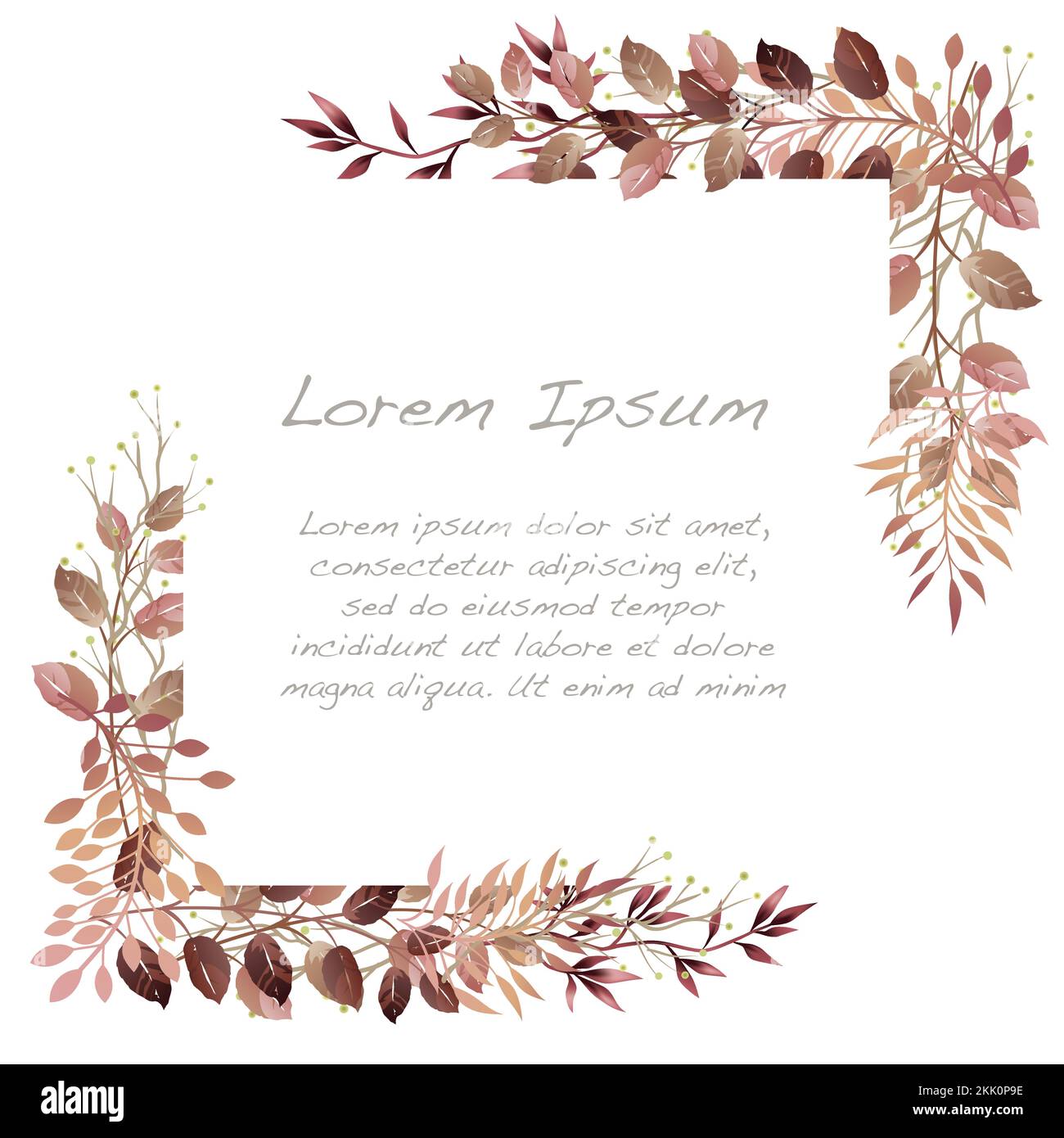 Vector watercolor square botanical frame isolated on a white background ...