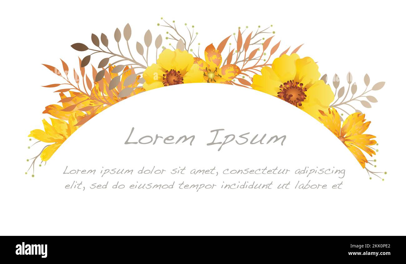 Vector watercolor floral arch background with text space isolated on a ...