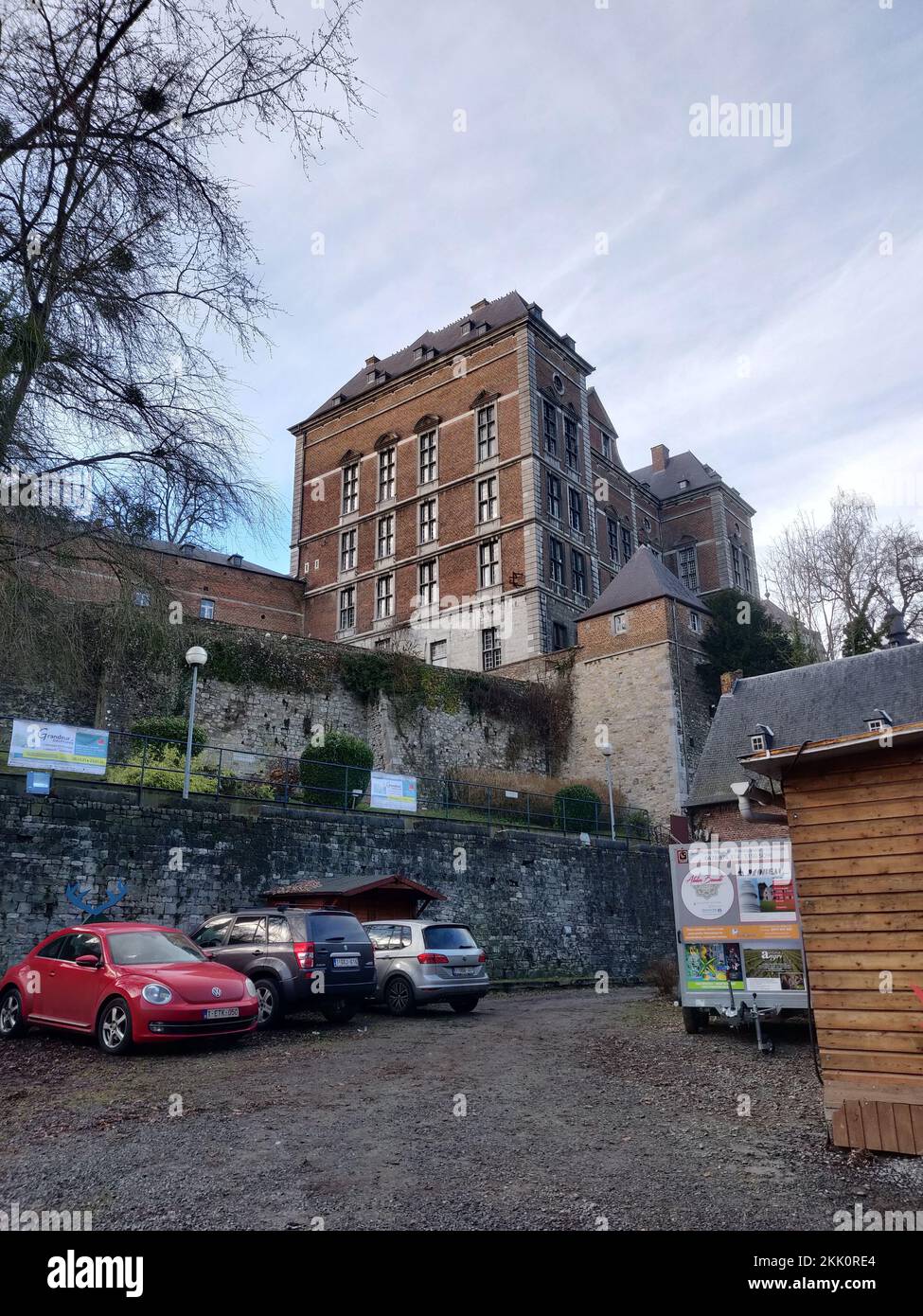 A low angle view on the Abbey of Floreffe in Belgium, a vertical shot ...