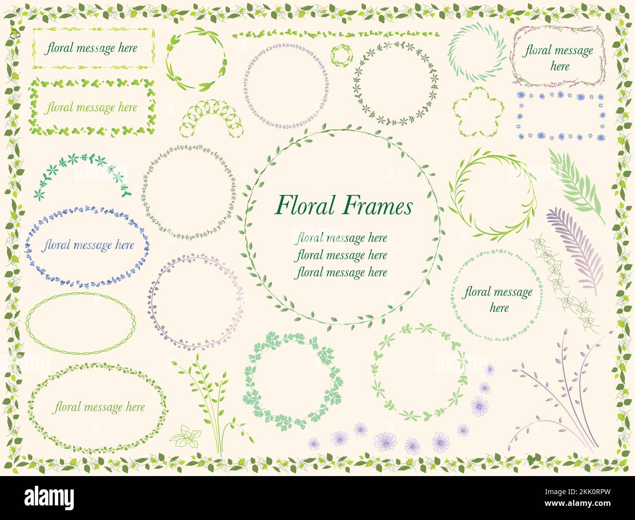 Set of botanical frames isolated on a plain background. Vector illustration Stock Vector Image ...