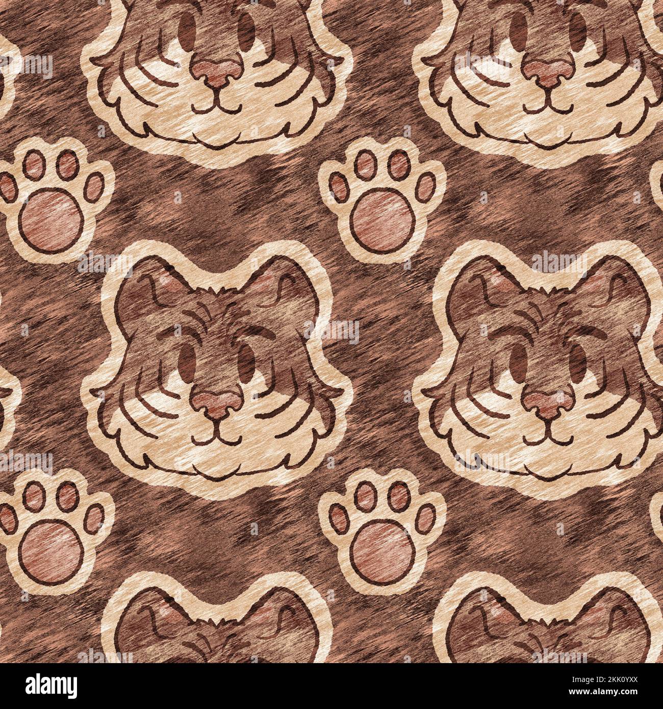 Cute safari wild tiger animal pattern for babies room decor. Seamless ...