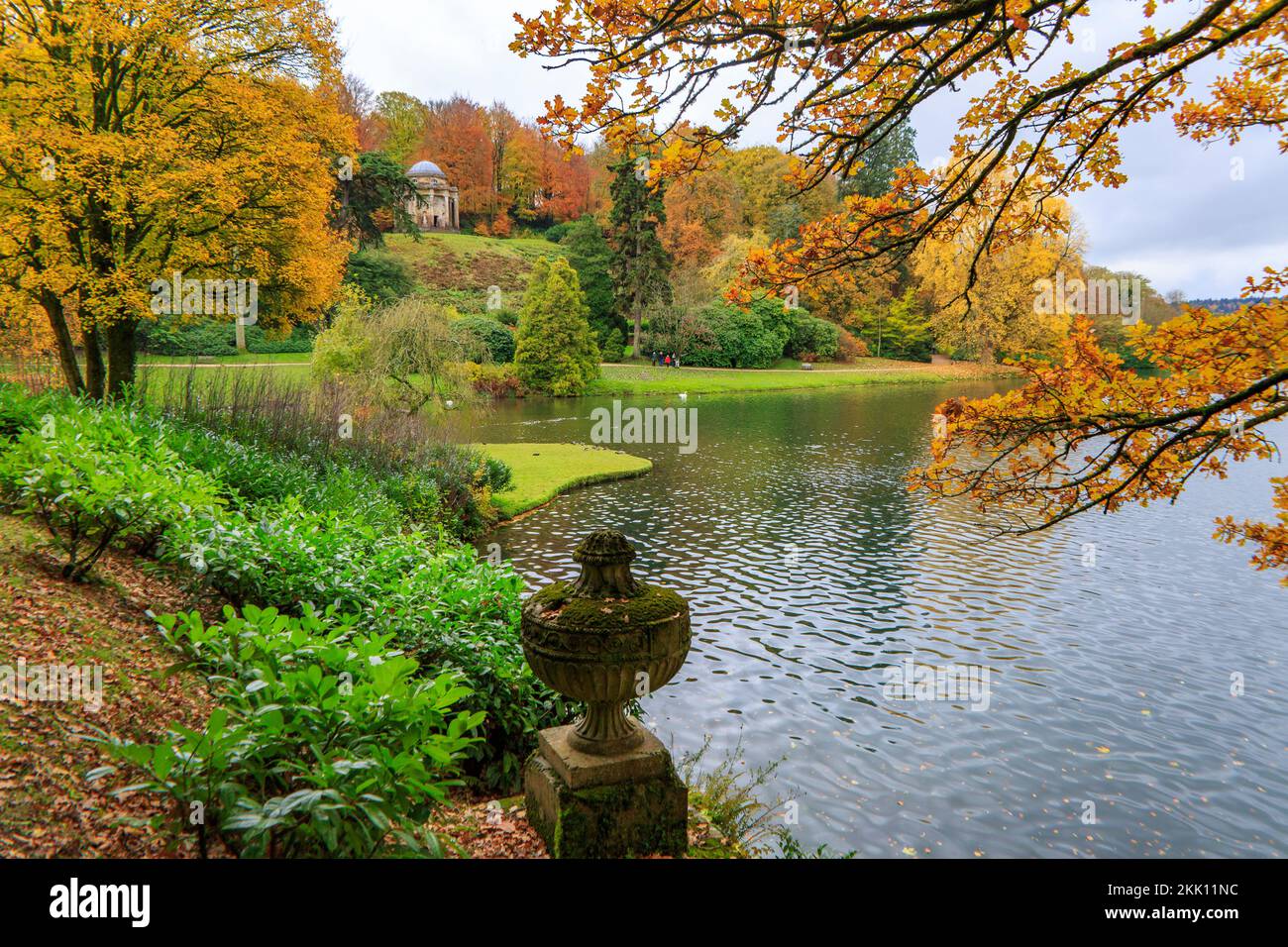 Spectacular autumn colour surrounds theTemple of Apollo at Stourhead ...