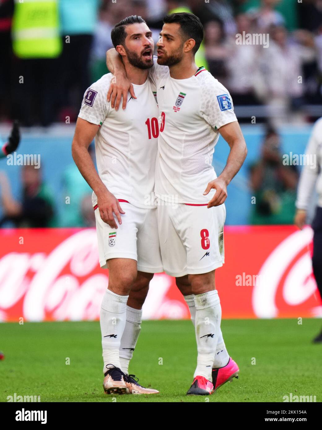 Iran players celebrating the victory during the FIFA World Cup Qatar ...