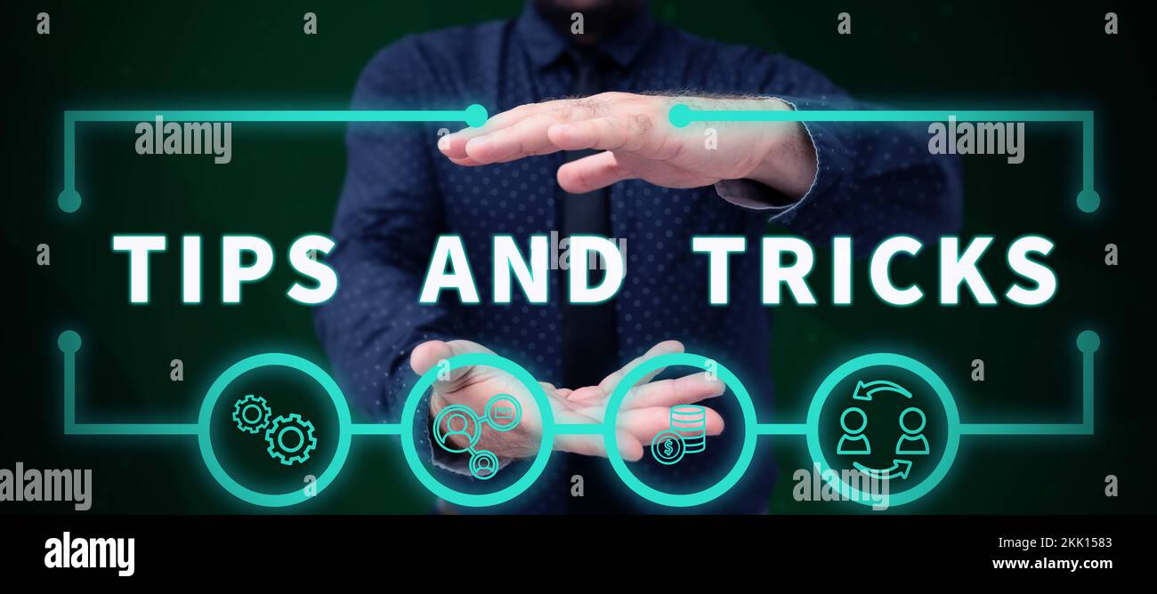 Inspiration showing sign Tips And Tricks. Business showcase Suggestions ...