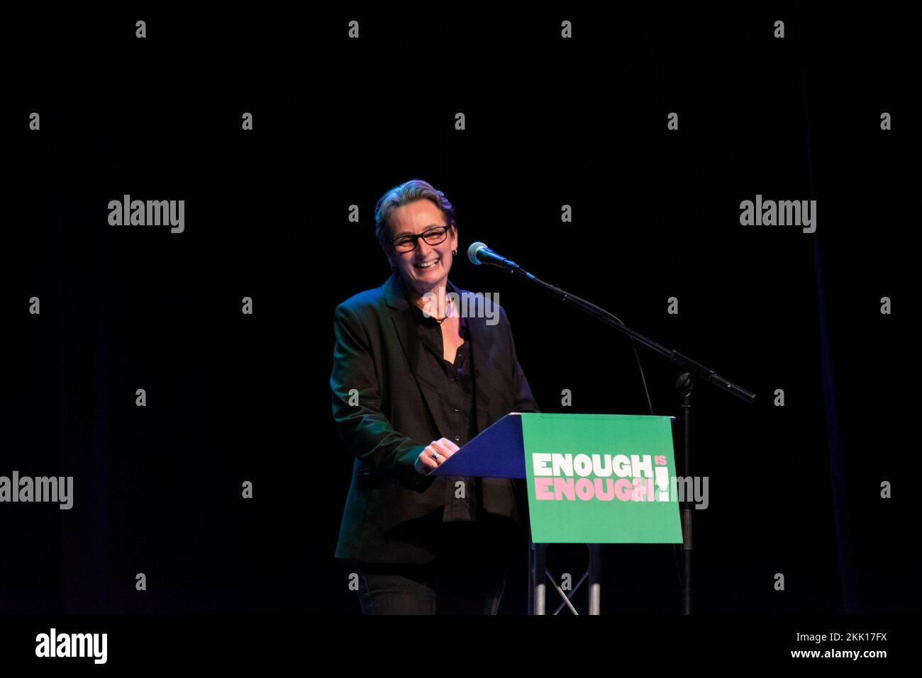Kate Osborne MP speaking at a Enough is Enough protest rally in the ...
