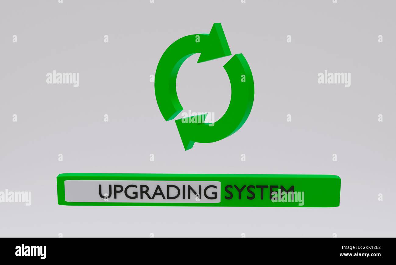 A 3d rendering of a system update icon - update concept on a light ...