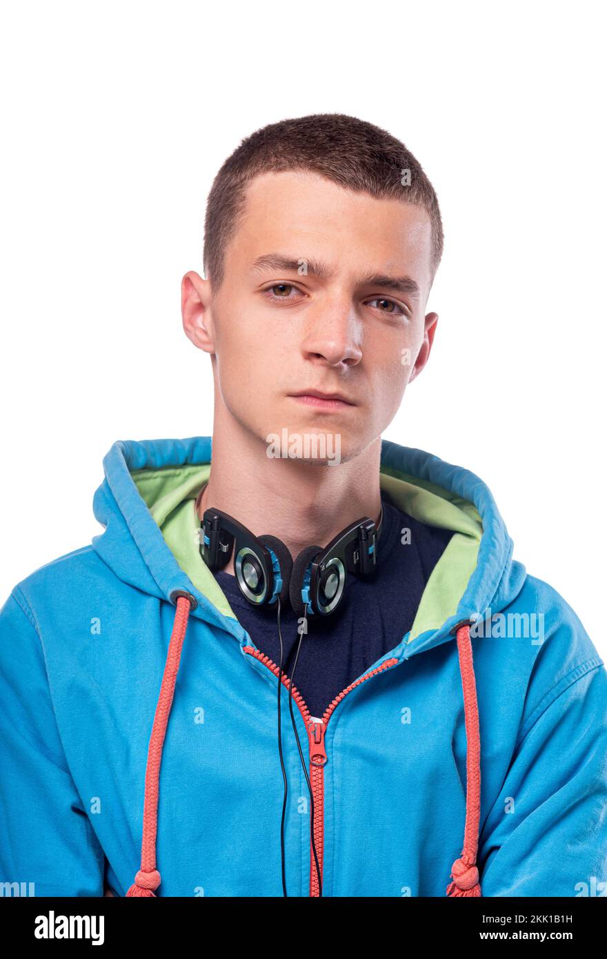 Young caucasian guy in headphones hi-res stock photography and images - Alamy