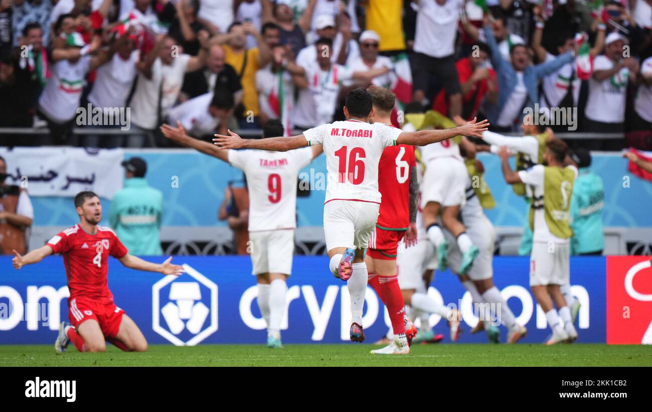 Iran players celebrating the victory at full time during the FIFA World ...