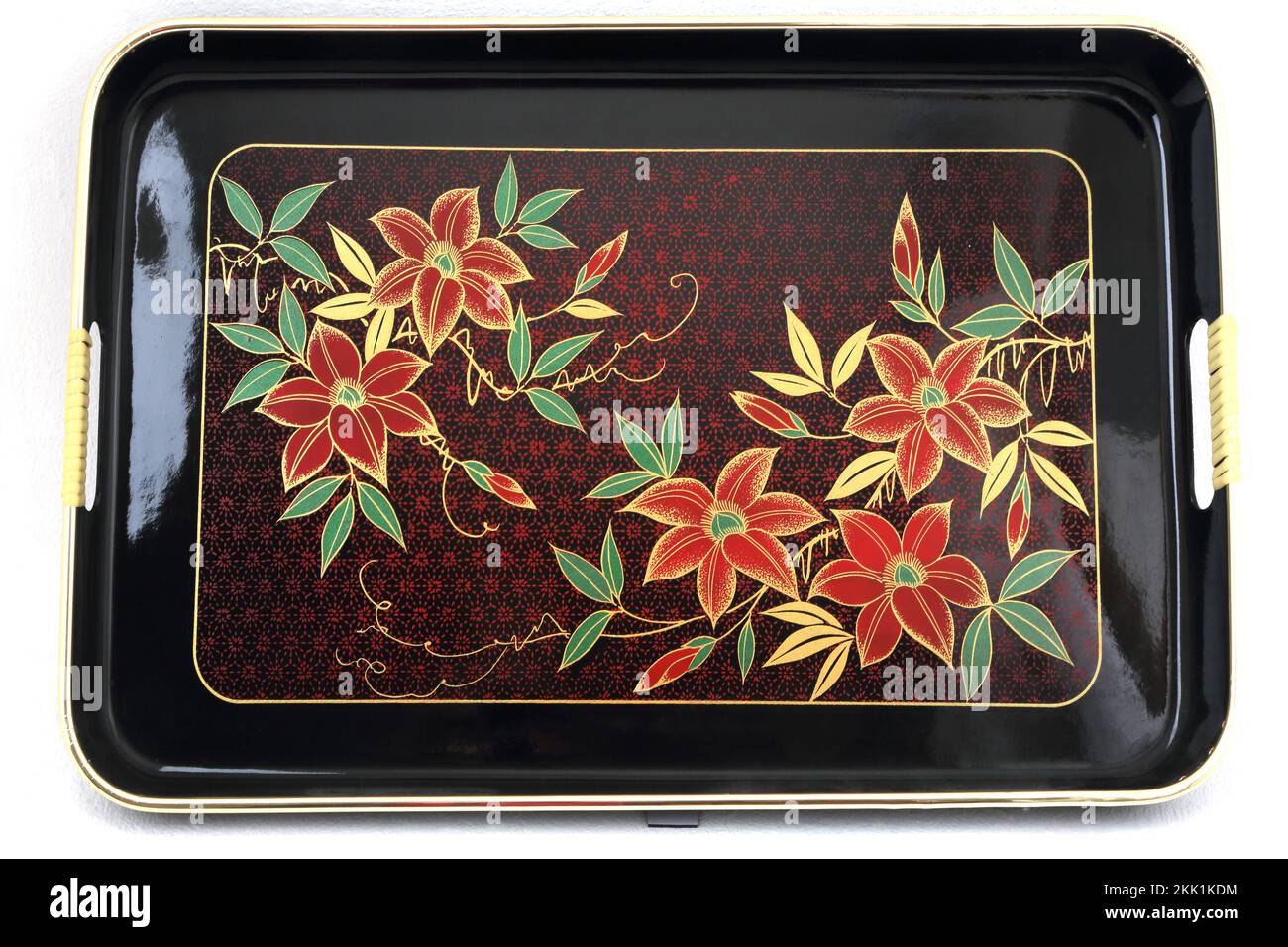 Vintage Laquered Japanese Tray with Poinsettias Stock Photo - Alamy