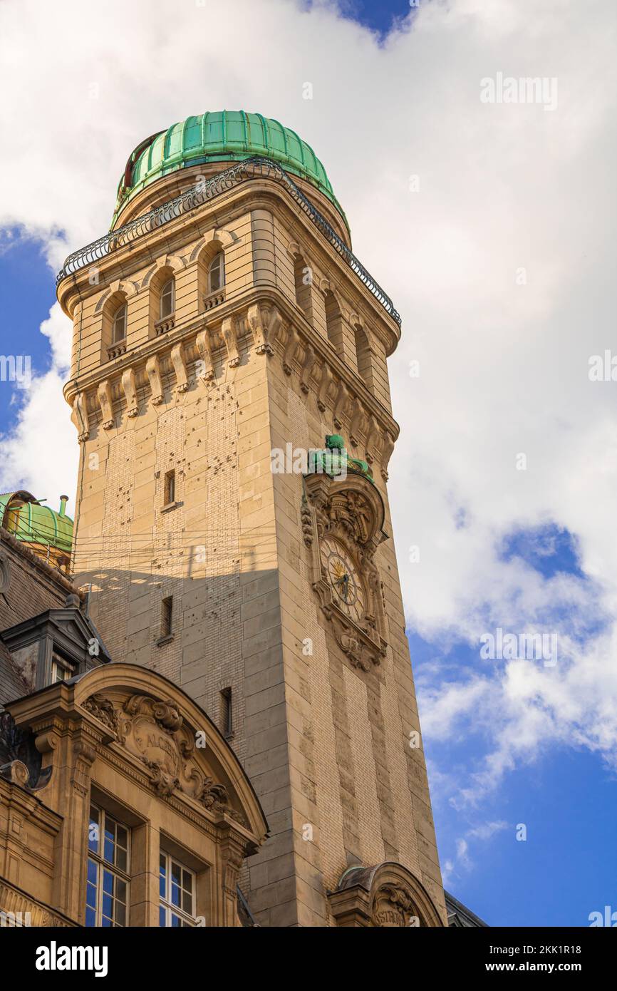 A vertical shot of the Observatory tower of Sorbonne University in ...