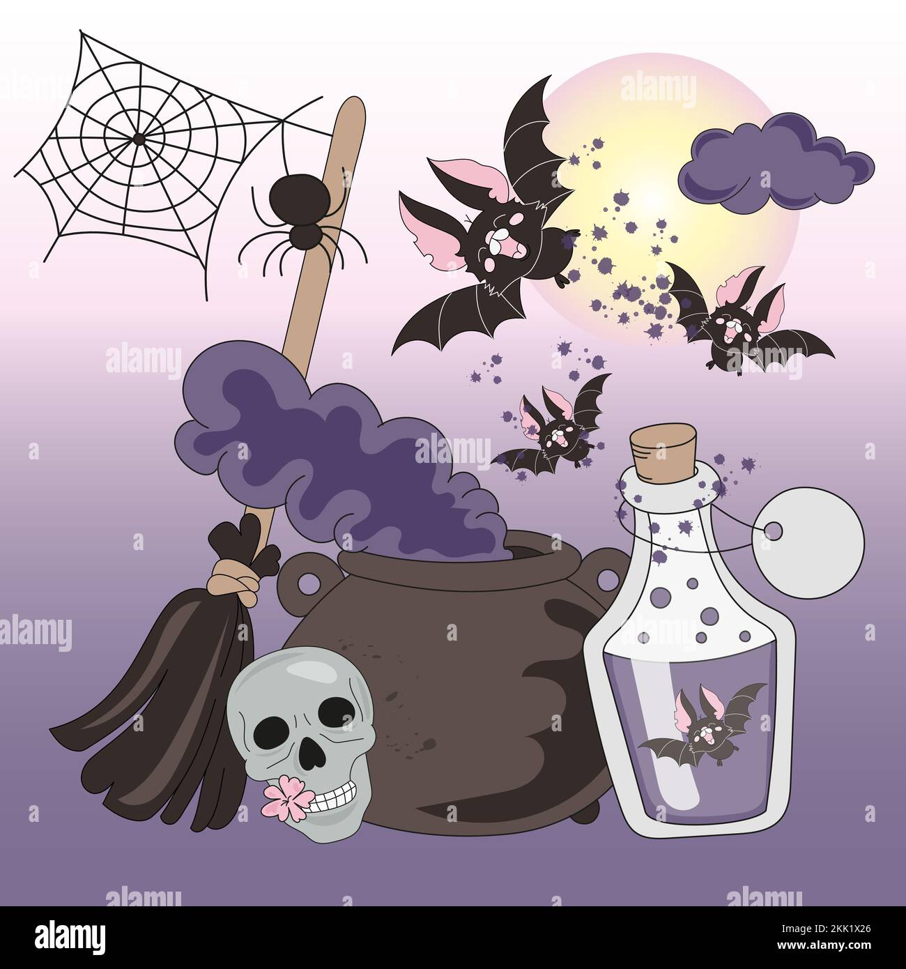 HALLOWEEN HORROR NIGHTS Mystic Holiday Cartoon Vector Illustration Set ...