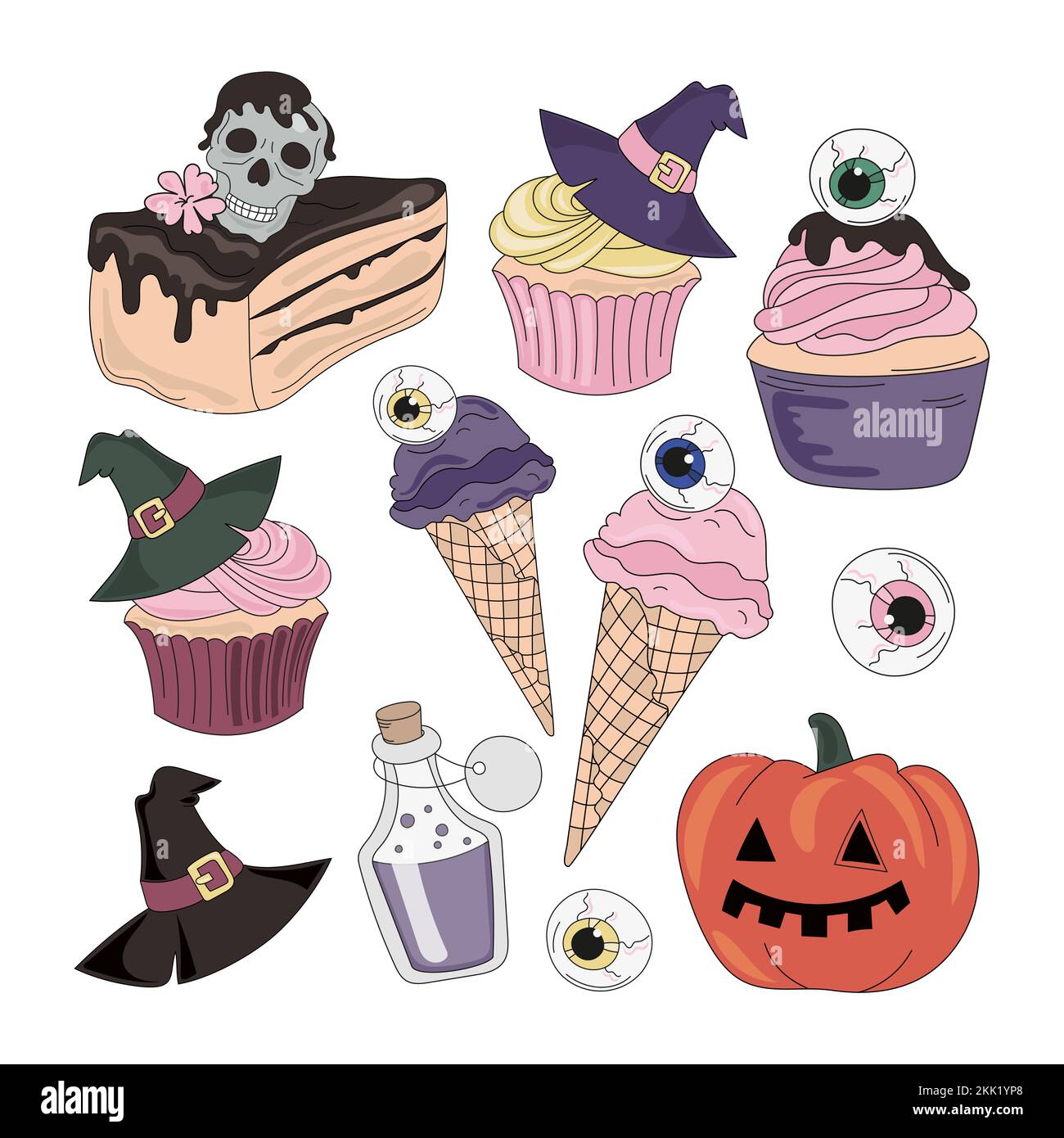 HALLOWEEN SWEETS Mystic Holiday Cartoon Clip Art Vector Illustration ...