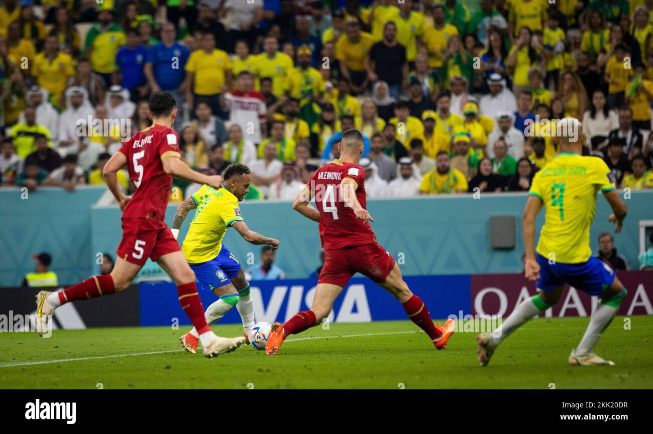 Doha, Qatar. 24th Nov, 2022. Neymar (Brasilien), Nikola Milenkovic ...