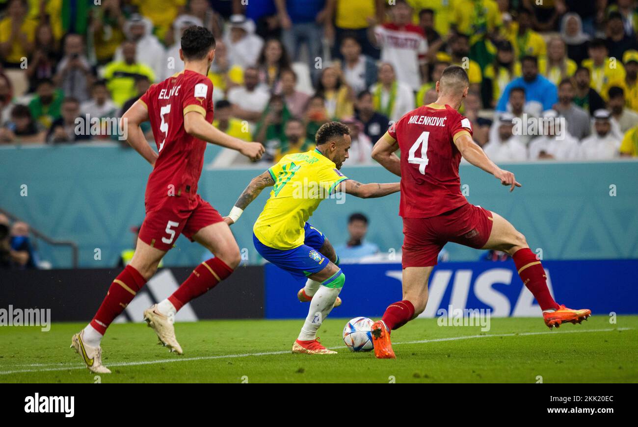Doha, Qatar. 24th Nov, 2022. Neymar (Brasilien), Nikola Milenkovic ...