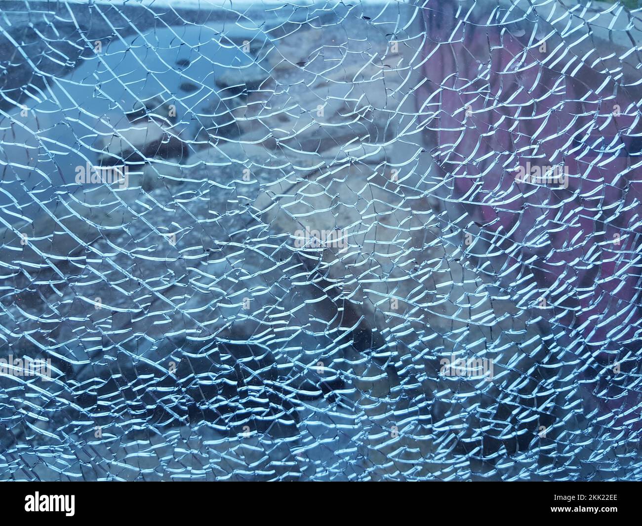 Abstract blue broken glass with a lot of white cracks shot window Stock ...