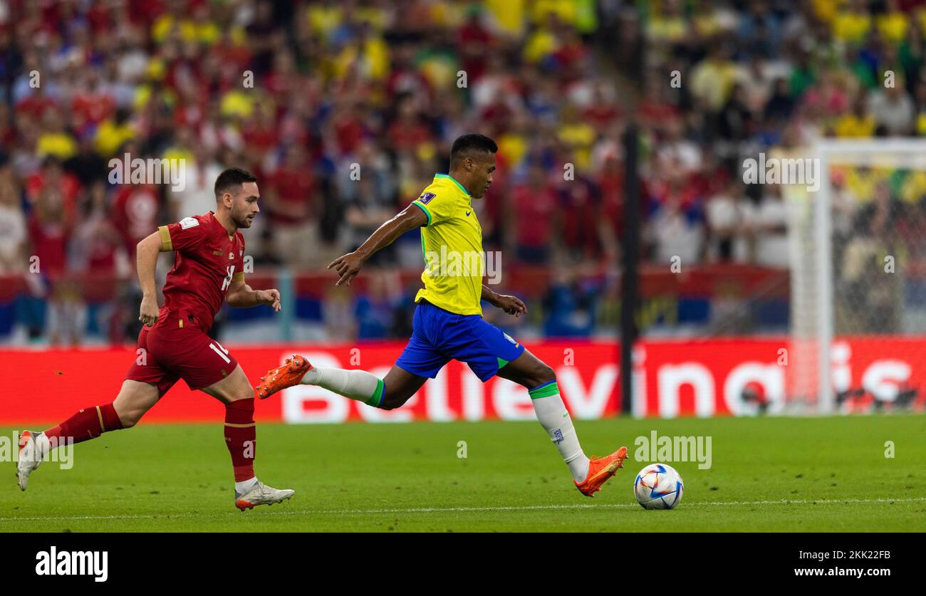 Doha, Qatar. 24th Nov, 2022. Alex Sandro (Brasilien), Andrija Zivkovic ...