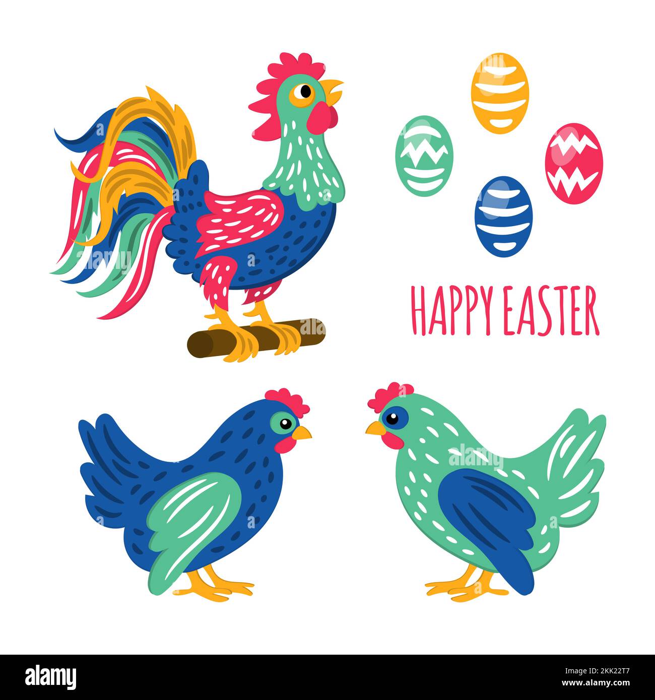 HAPPY EASTER COCK Rooster Bird Great Religious Holy Holiday Cartoon ...