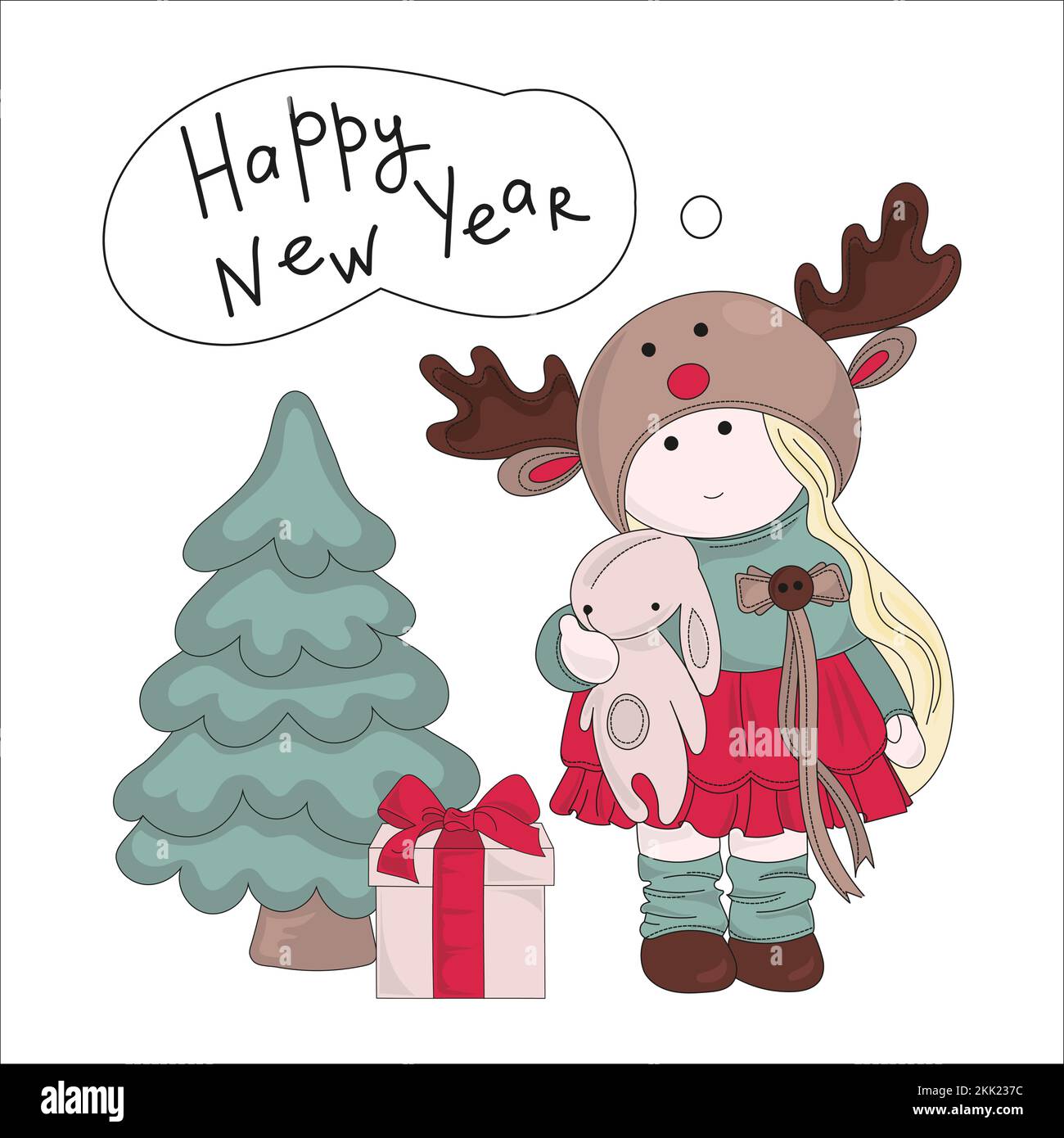 HAPPY CHRISTMAS Tilda Doll Merry Christmas New Year Cartoon Vector ...