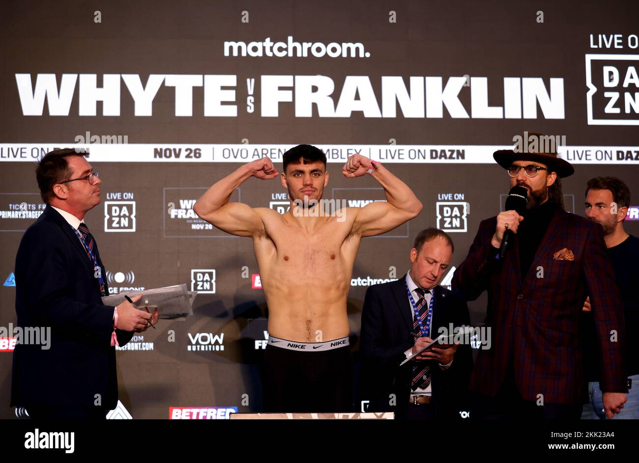 Mark Dickinson during the weigh-in at The Drum Wembley, London. Picture ...