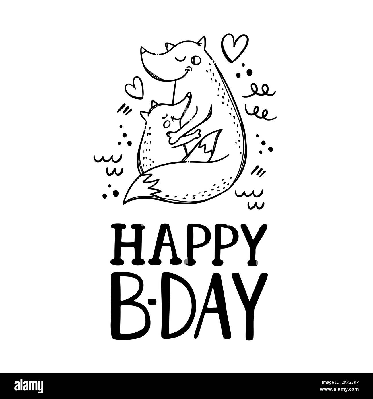 HAPPY FOX Birthday Father Fox Hugs His Baby Parental Relationship ...