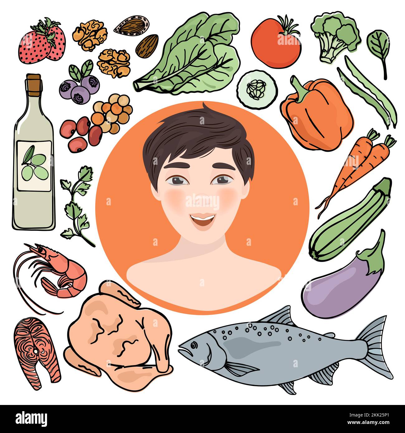 HEALTHY DIET Human Proper Nutrition Medicine Education Vector ...