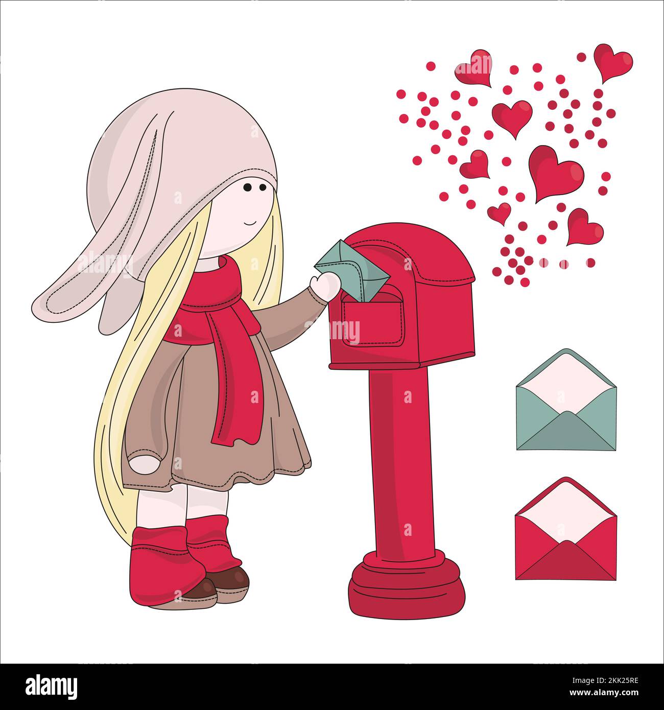 HAPPY NEW YEAR Tilda Doll Girl Merry Christmas New Year Cartoon Vector ...