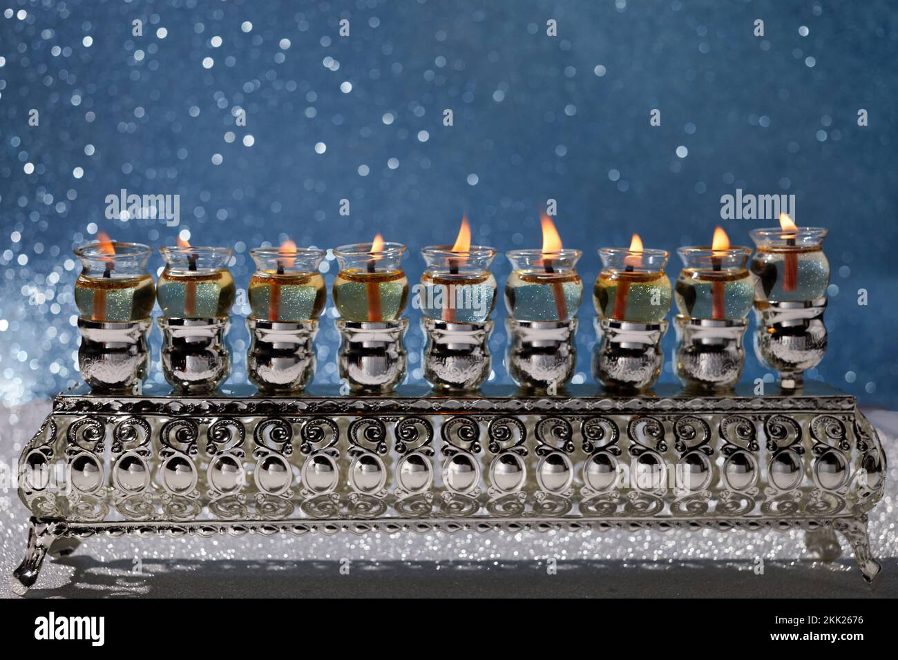 Jewish holiday Hanukkah background with menorah -traditional candelabra ...