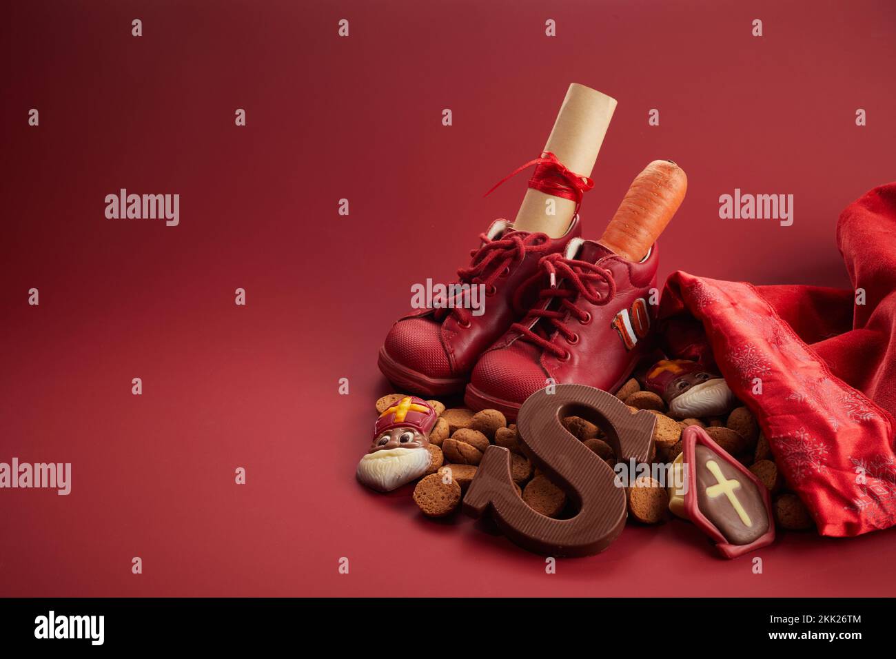 Saint Nicholas - Sinterklaas day with shoe, carrot and traditional ...