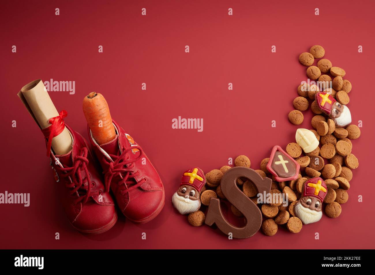 Saint Nicholas - Sinterklaas day with shoe, carrot and traditional ...