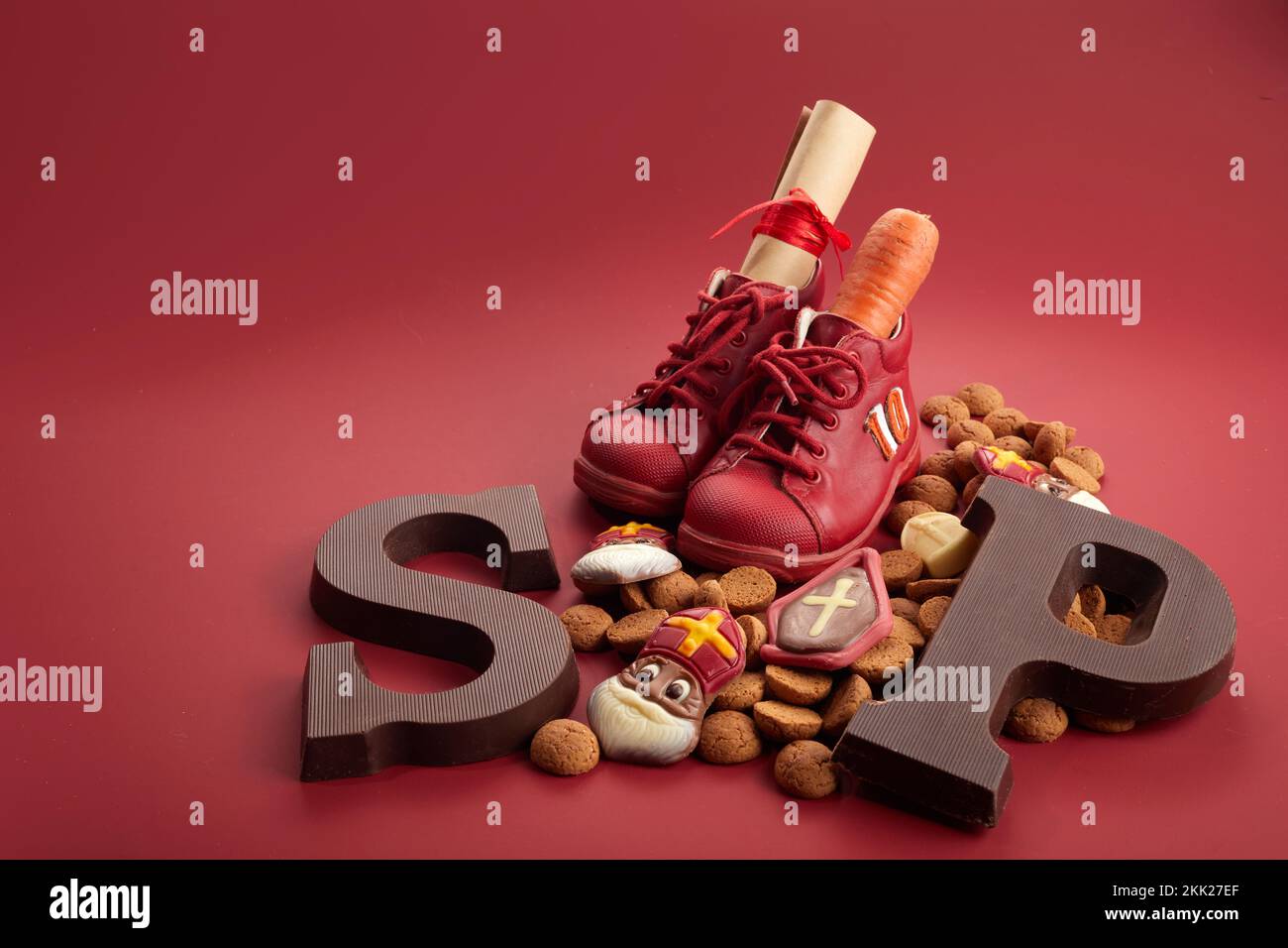 Saint Nicholas - Sinterklaas day with shoe, carrot and traditional ...