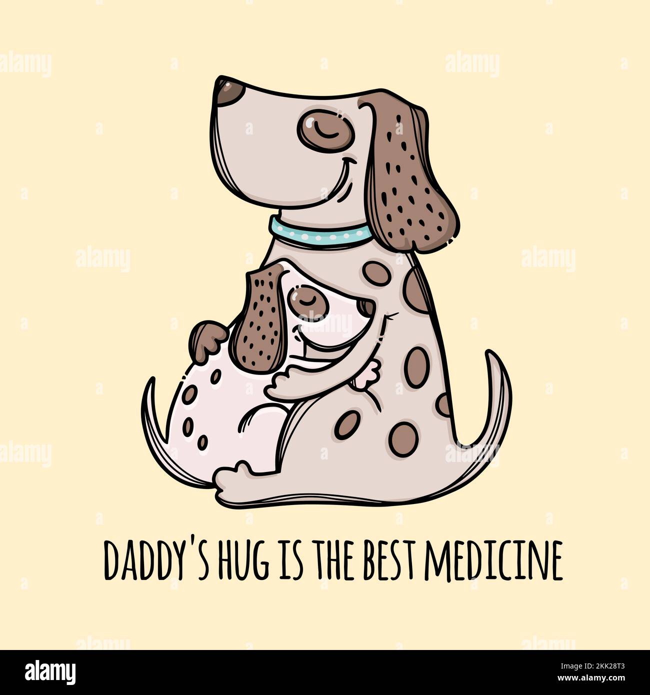 HUG DADDY Father Dog Hugs Puppy Son Parental Relationship Cute Animals ...