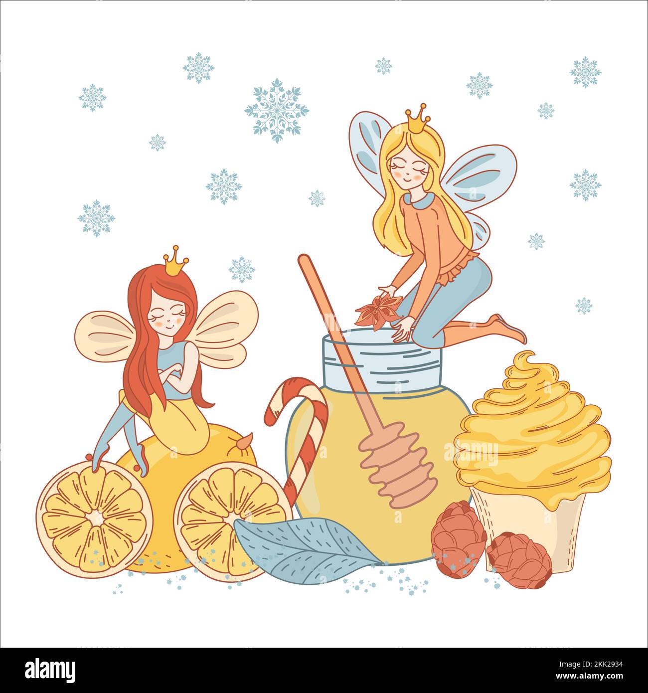 HONEY FAIRY Cartoon Dessert Princess Girl New Year Merry Christmas ...