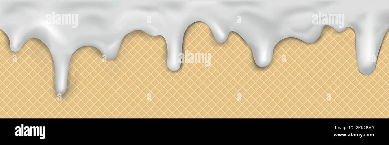 Sweet seamless panoramic ice cream pattern with dripping white icing ...