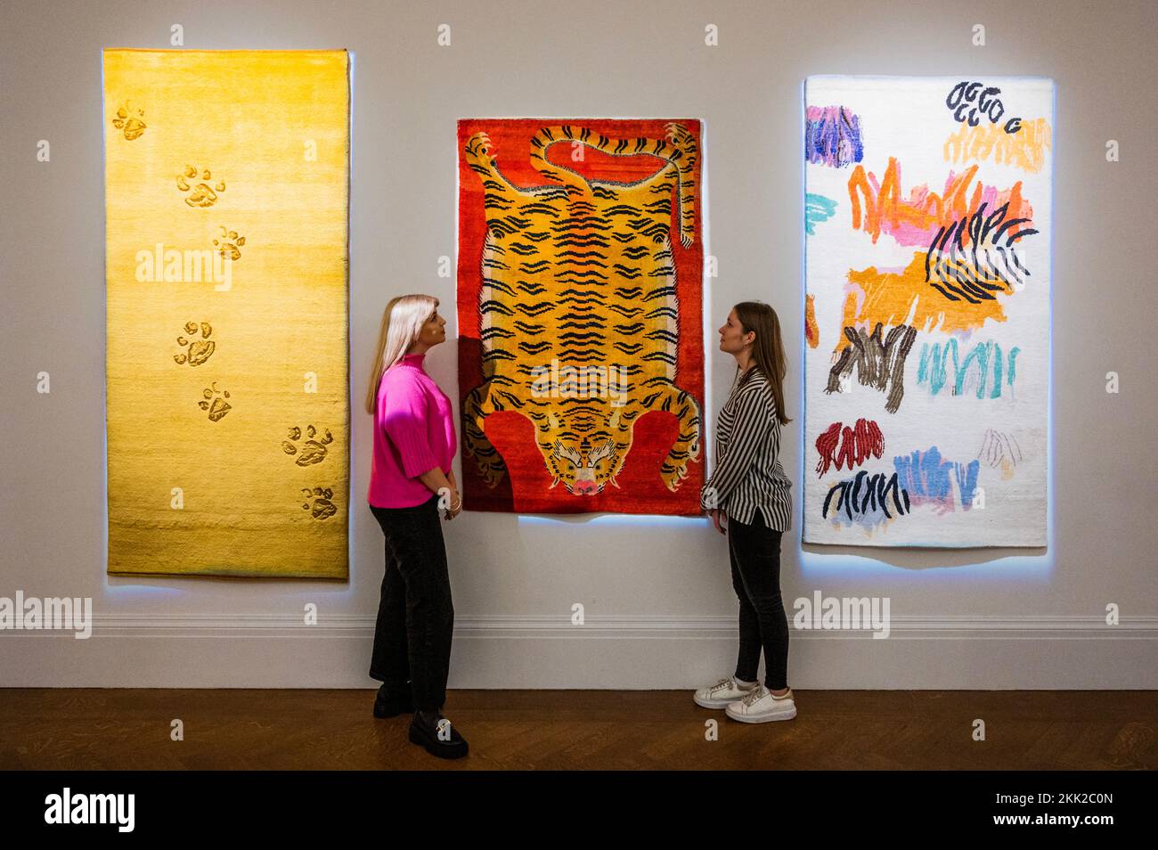 London, UK. 25th Nov, 2022. Rugs by Maya Lin and Bernard Frize with Red ...