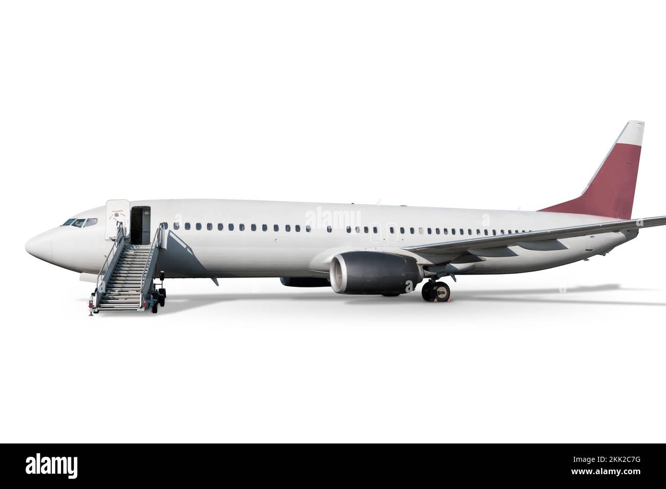 Passenger jetliner with a staircase isolated on white background Stock ...