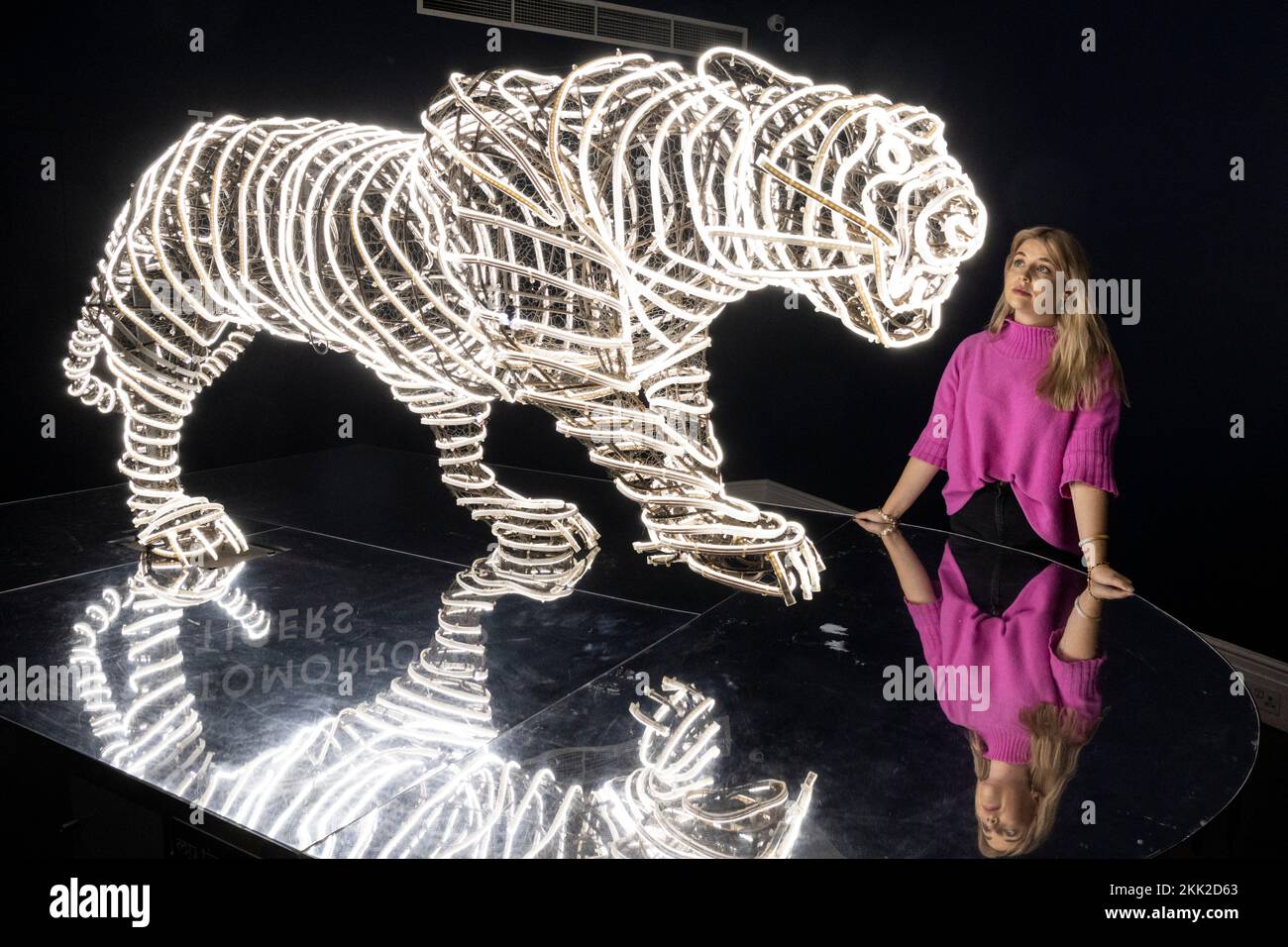 London, UK. 25 November 2022. A staff member with 'My Tiger Janu' by ...