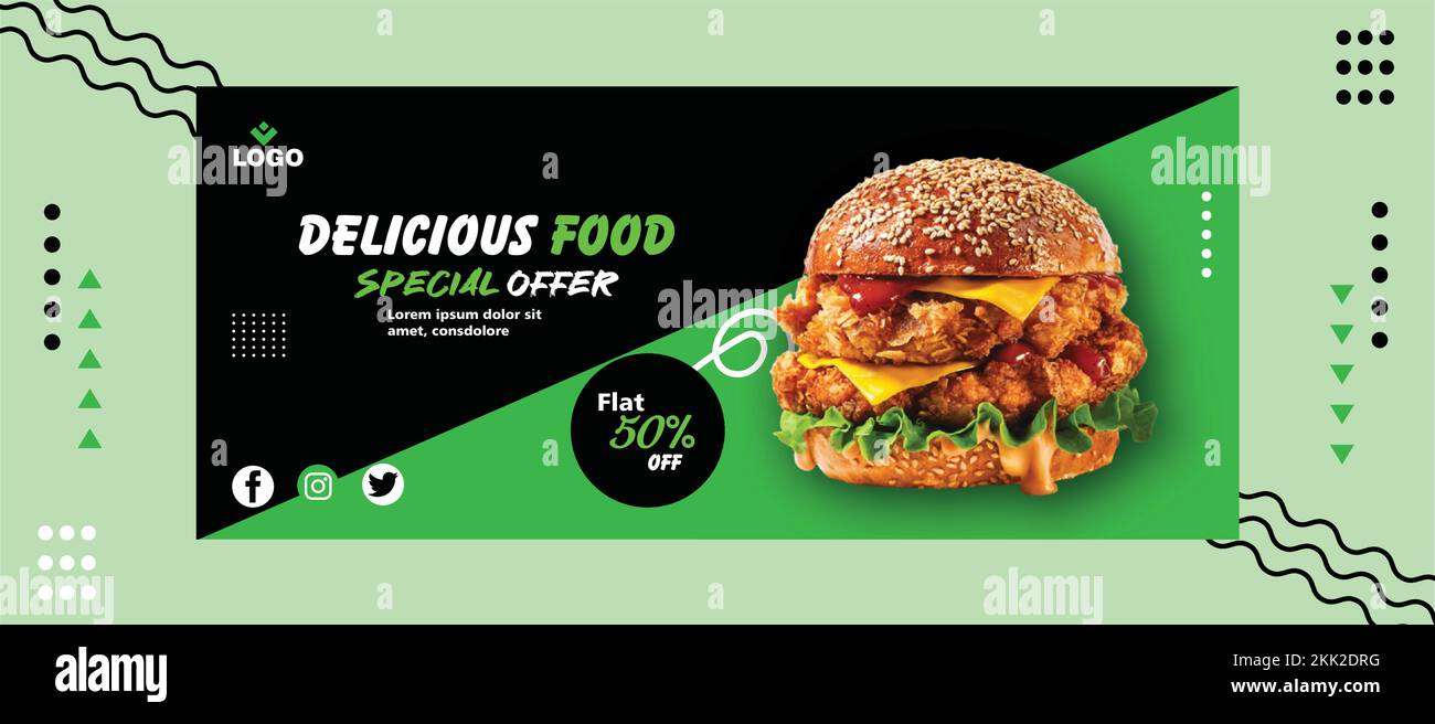 Banner Fully Editable Template For Burger Restaurant Stock Vector Image ...