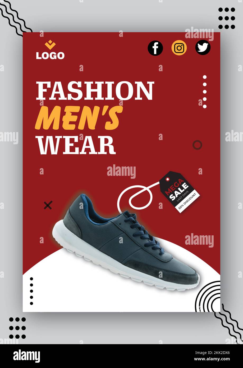 Flyer Fully Editable Template For Shoes Collection Stock Vector Image ...