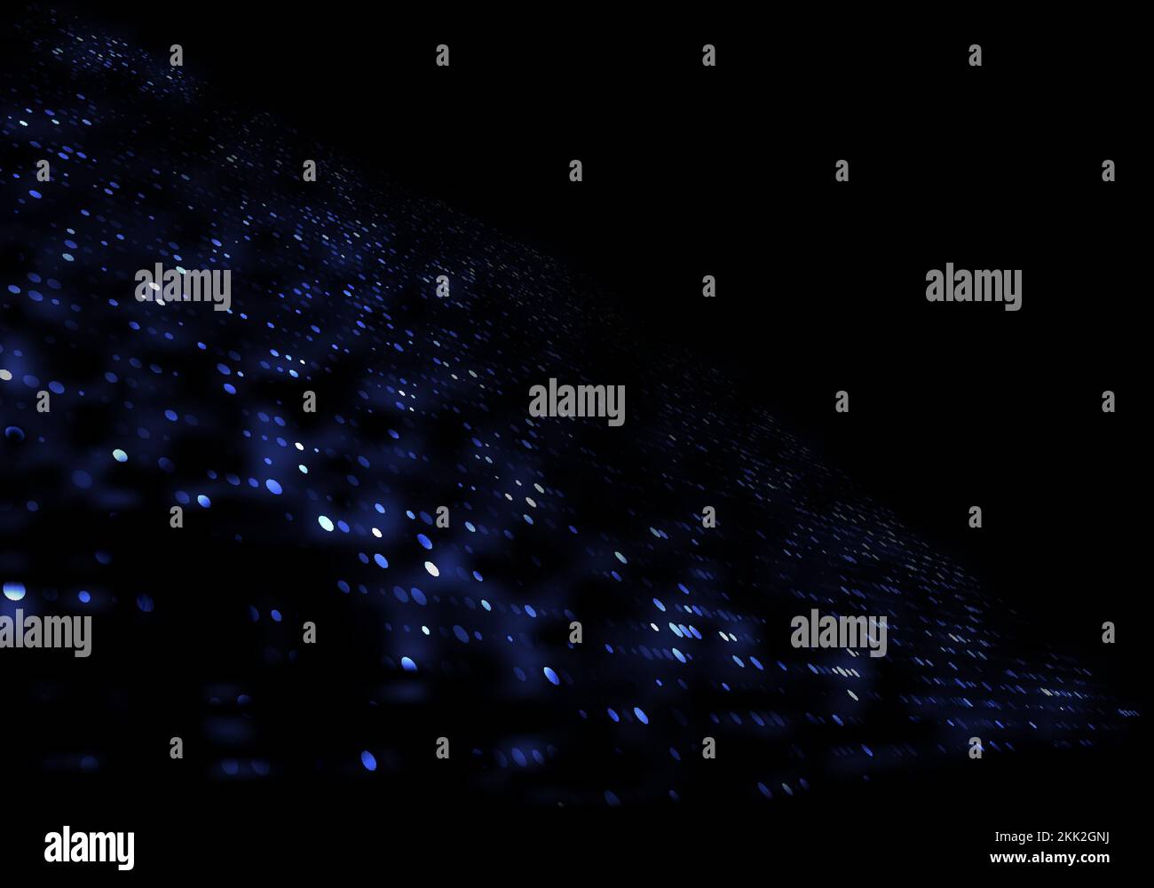 Abstract digital technology futuristic concept glowing blue dotted particles pattern perspective ...