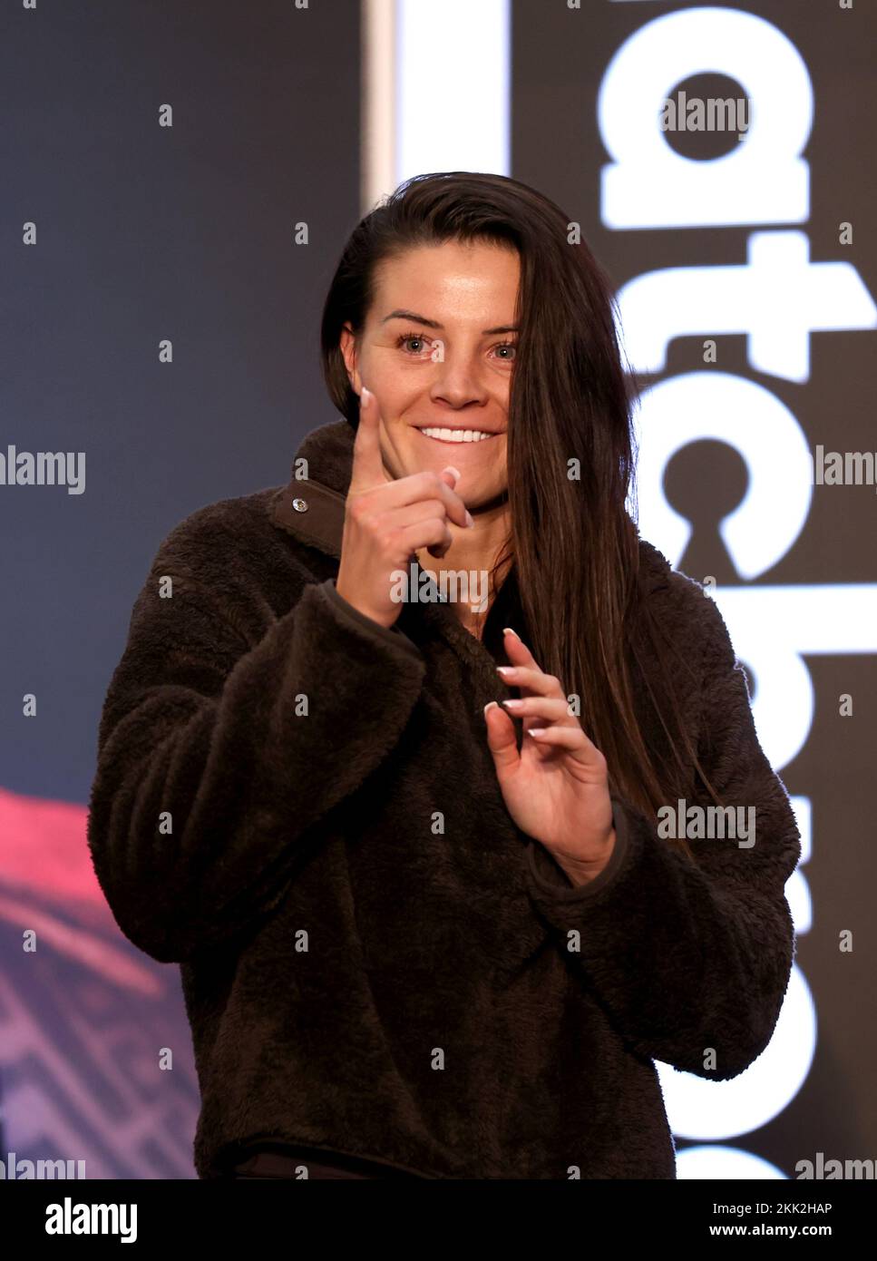Sandy Ryan during the weigh-in at The Drum Wembley, London. Picture ...