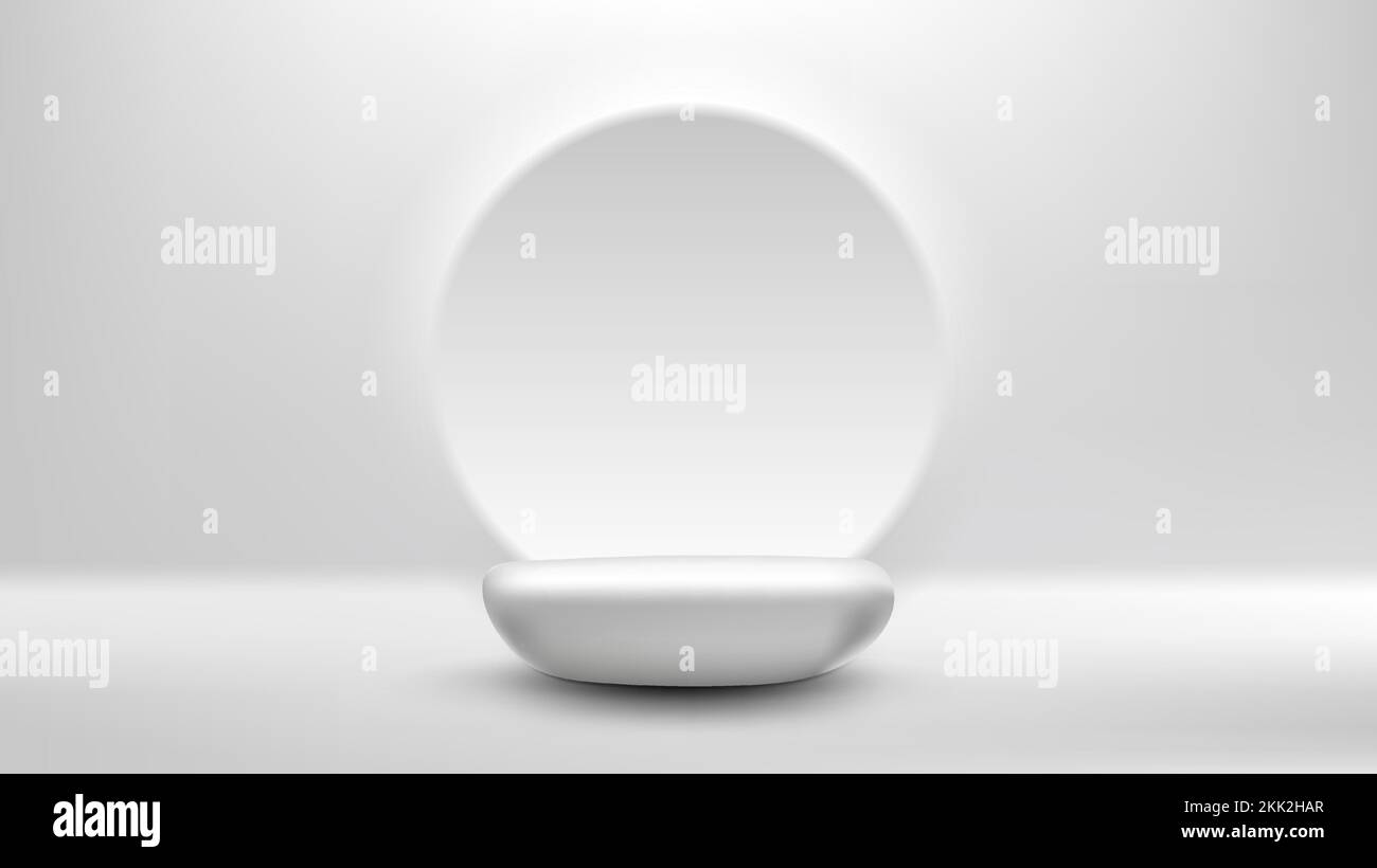 3D realistic empty white stone podium pedestal minimal wall scene ...