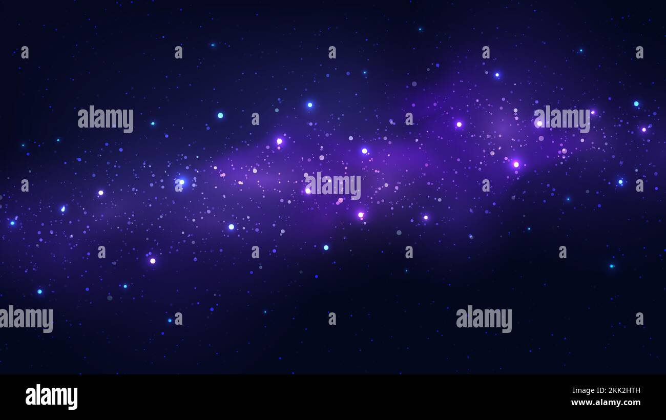 Abstract blue night space cosmos background with nebula and shining ...