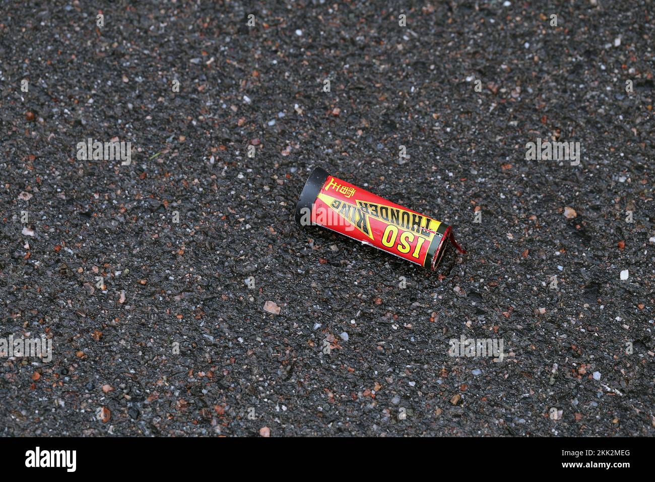 Firework trash left on the ground at New Year's Day. Colorful trash ...