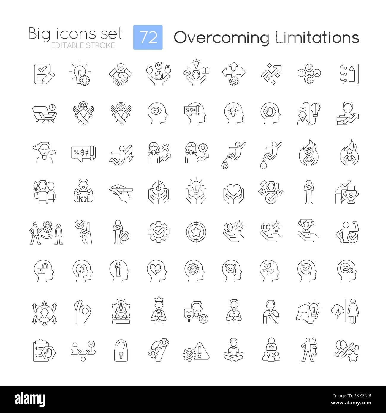 Overcoming limitations linear big icons set Stock Vector Image & Art ...