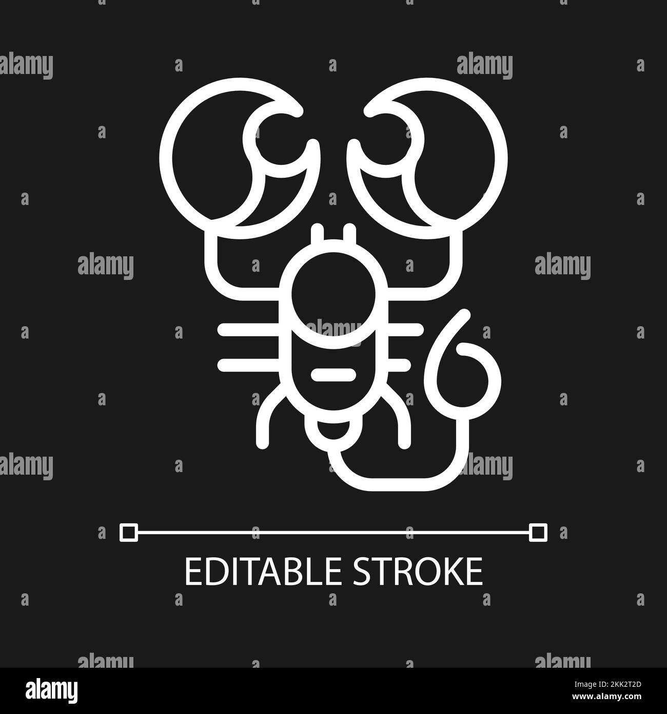 Scorpion pixel perfect white linear icon for dark theme Stock Vector ...