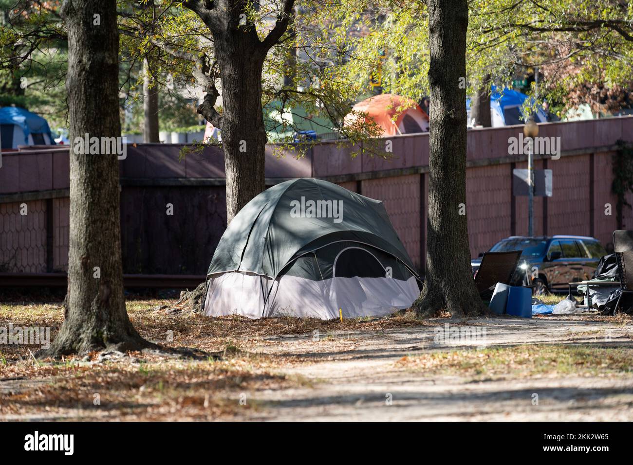 Washington DC, USA. 25th Nov, 2022. Tents of homeless people are seen ...