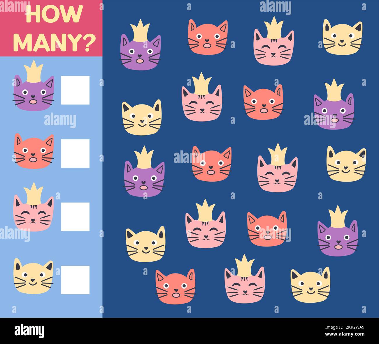 How many Cat, game for children. How many are they game. Count the Cats ...