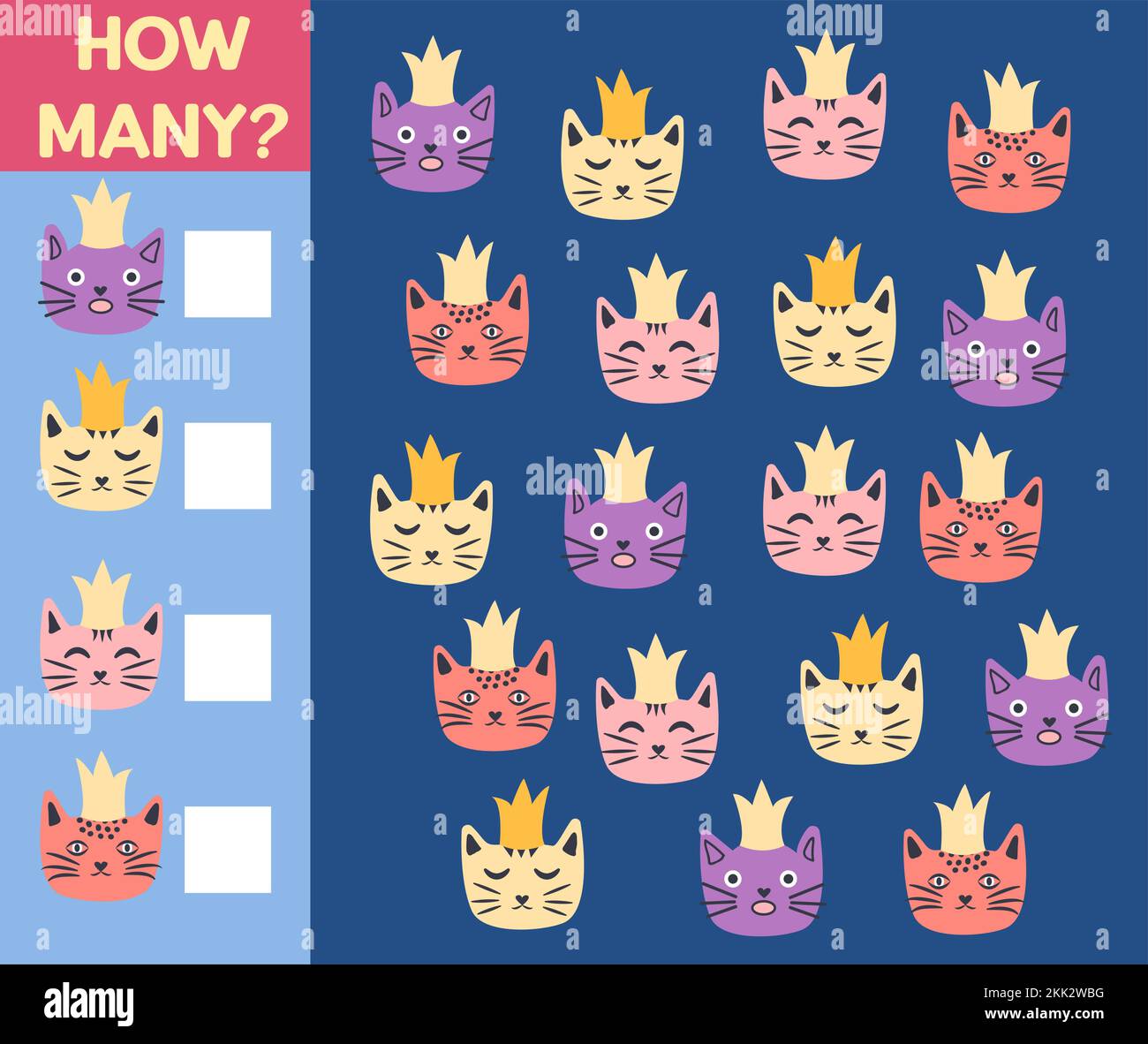 How many Cat, game for children. How many are they game. Count the Cats ...